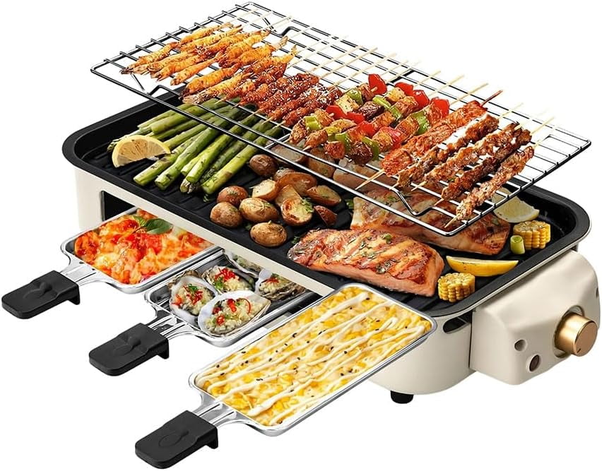 2-in-1 Electric Indoor Grill, 1500W Korean BBQ Griddle with Non-Stick ...