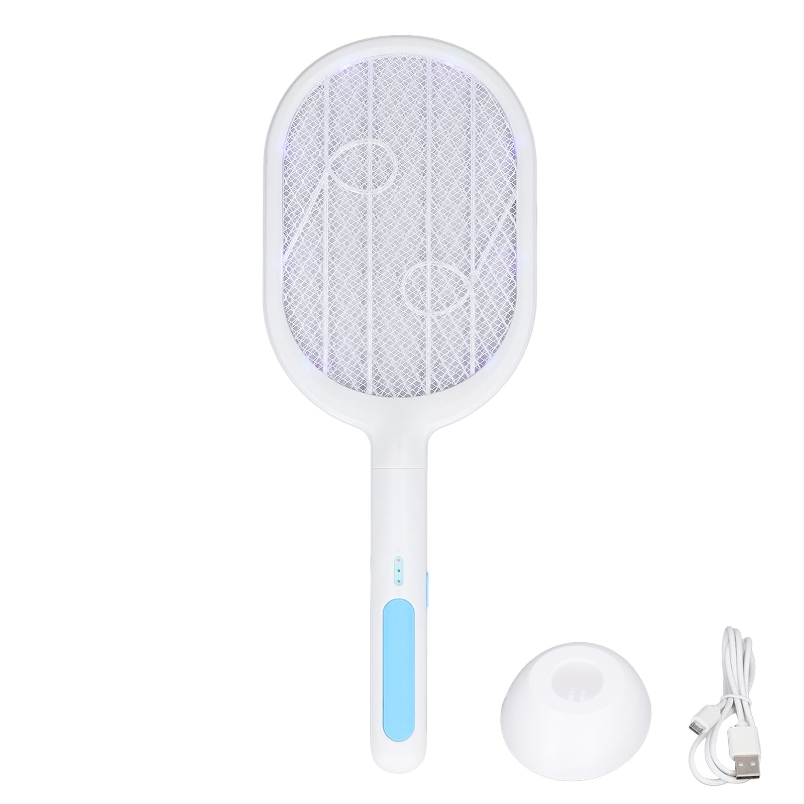 2-in-1 Electric Mosquito Racket with USB Charging and Quiet Fly Zapping ...