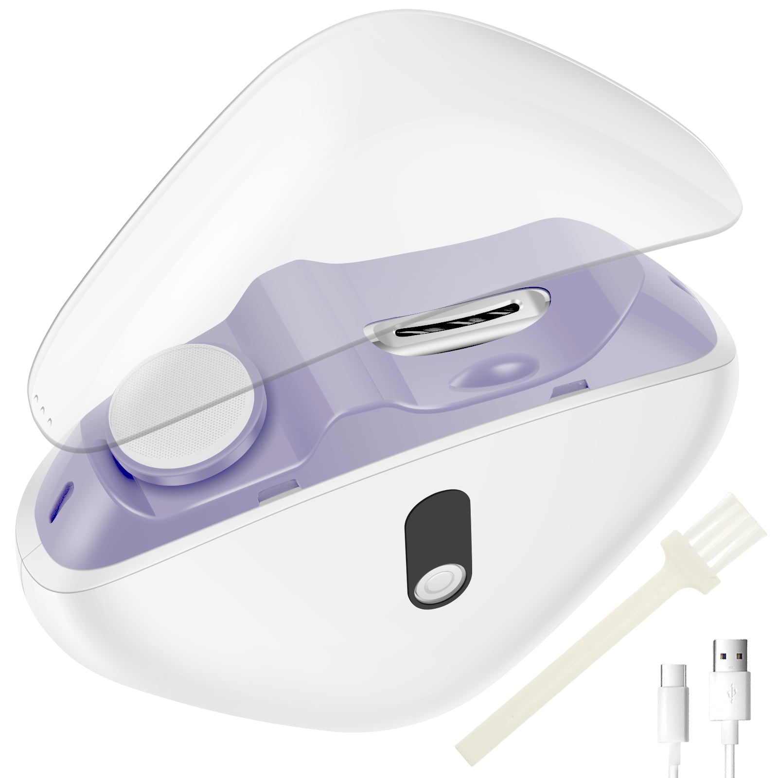 2 in 1 Electric Nail Clipper with LED Light 3 Speeds Nail File Trimmer ...