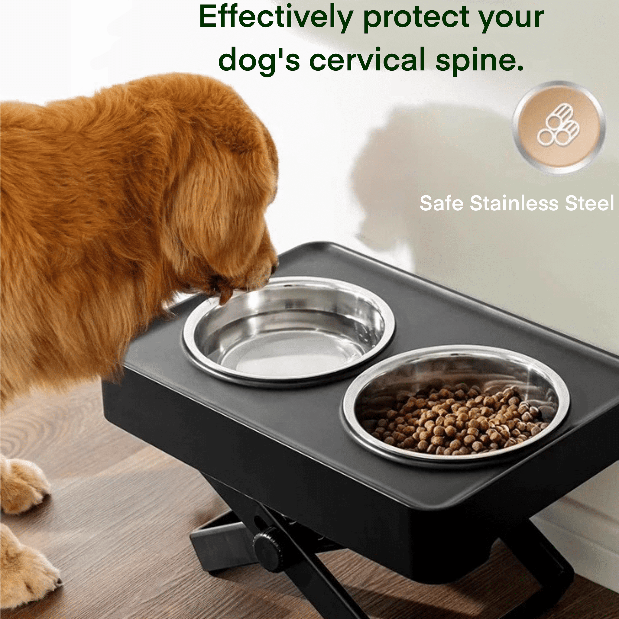 2-in-1 Elevated Dog Bowls Slow Feeder, Adjus height by rotation Dog ...