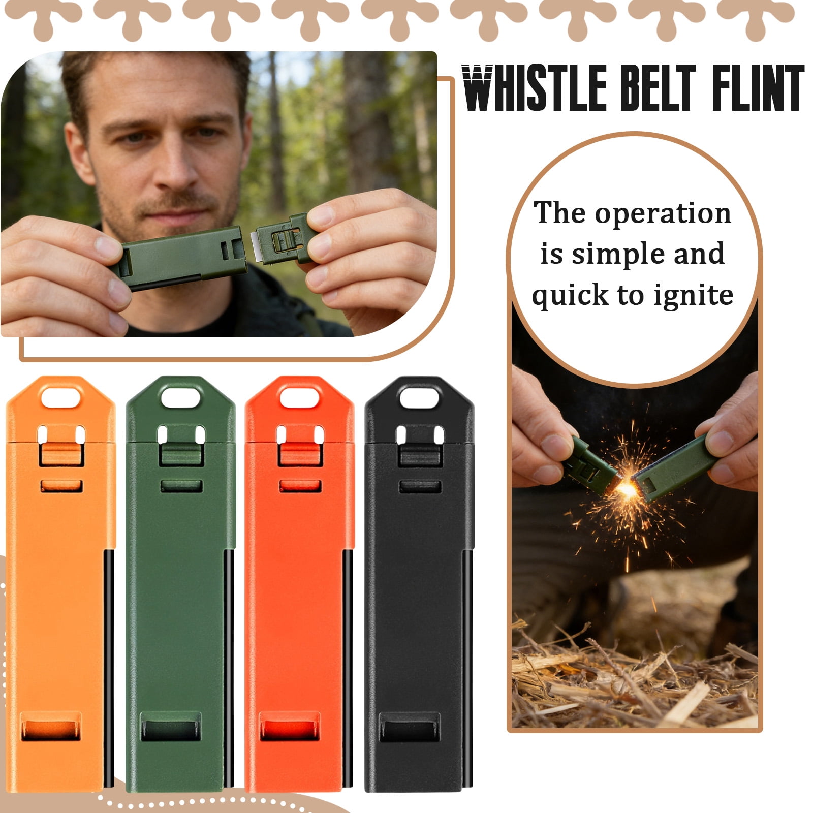 2-in-1 Emergency Fire Starter and Survival Whistle Portable Outdoor ...