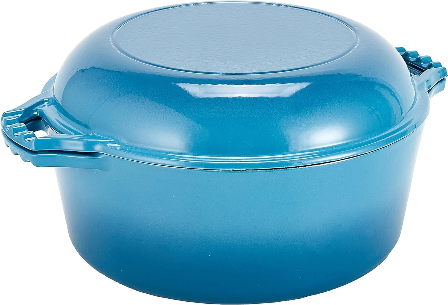 2-in-1 Enamel Cast Iron Dutch Oven With Handles - Crock Pot Blue Cast ...