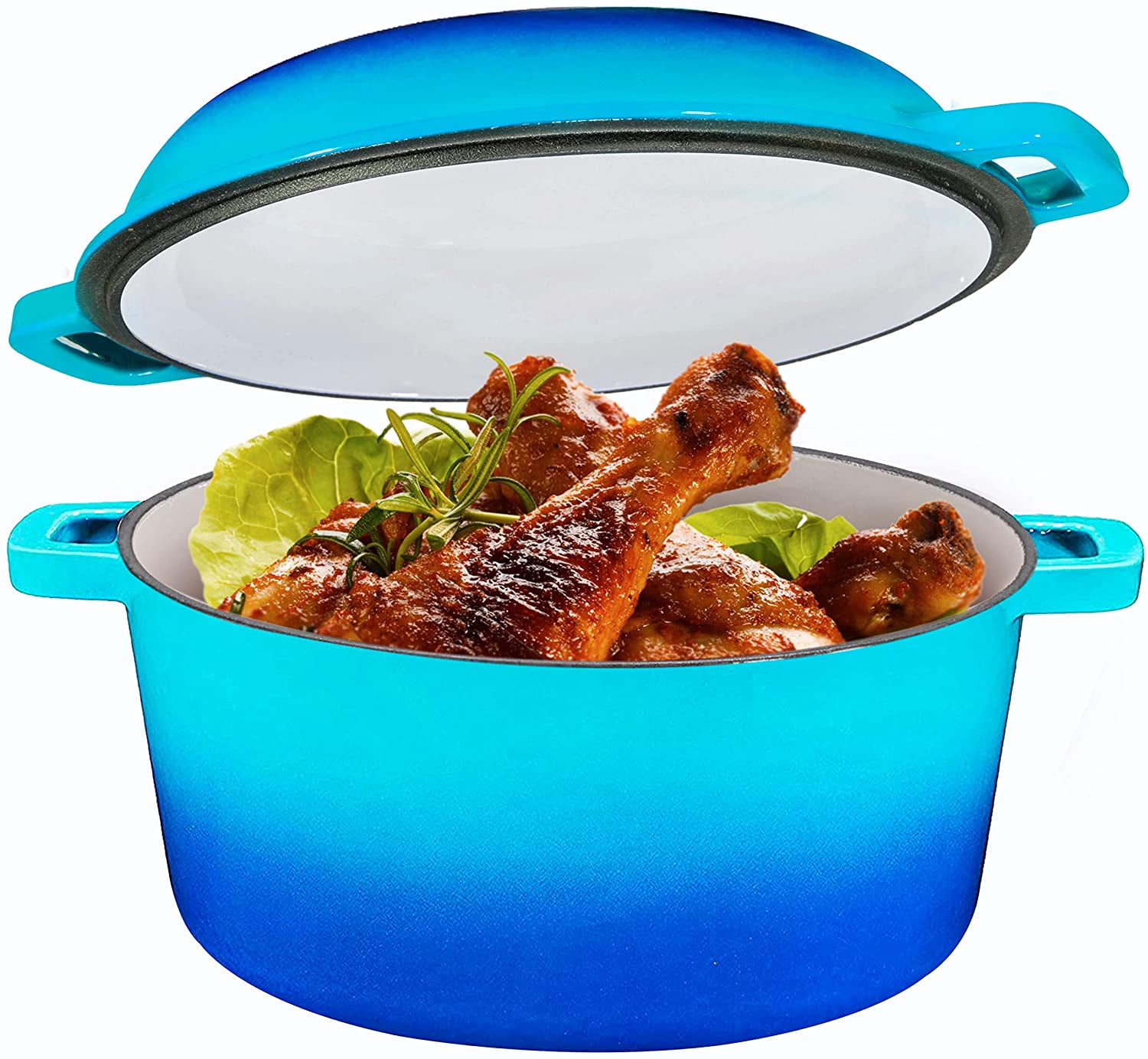 2-in-1 Enamel Cast Iron Dutch Oven With Handles - Crock Pot Caribbean ...