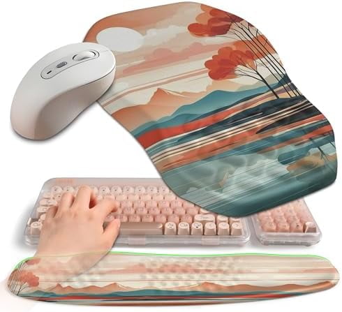 2-in-1 Ergonomic Set, Wave Keyboard Wrist Rest and Massage Slope Mouse ...