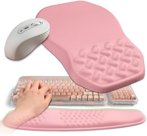 2-in-1 Ergonomic Set, Wave Keyboard Wrist Rest and Massage Slope Mouse ...