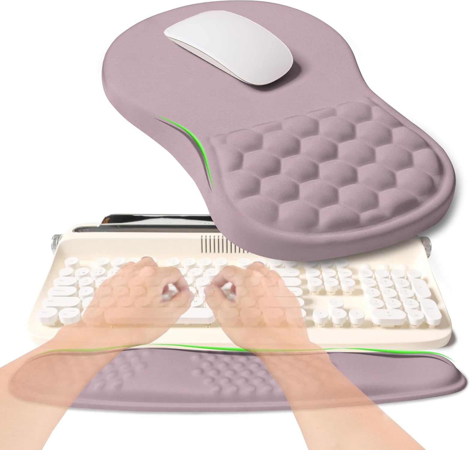 2-in-1 Ergonomic Set, Wave Rise Keyboard Wrist Rest and Massage Bulge ...
