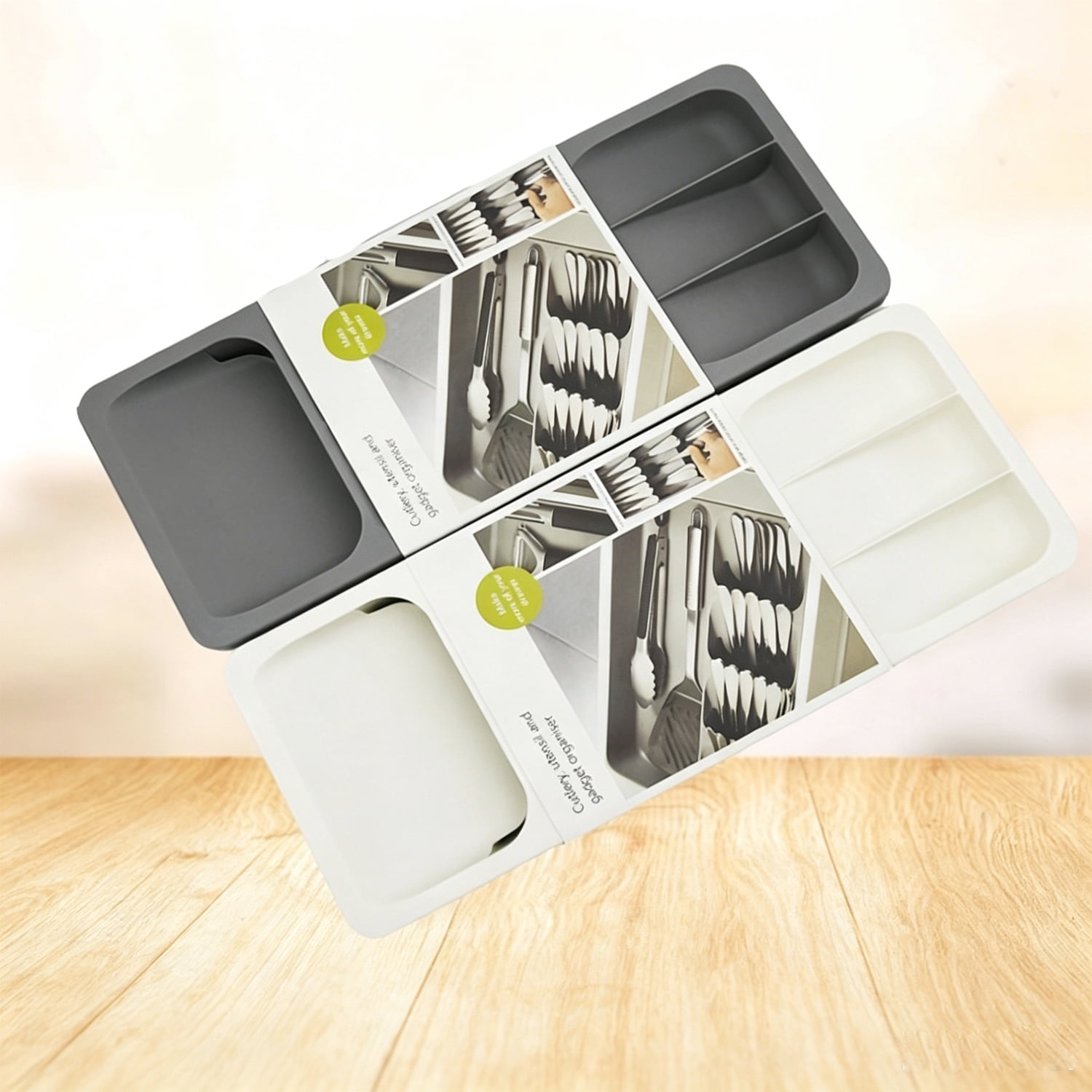 2-in-1 Expandable Cutlery Tray, Kitchen Drawer Organizer with Dividers ...