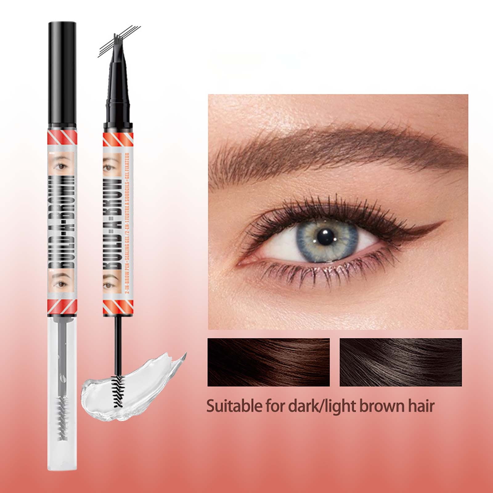 2-in-1 Eyebrow Pencil with Gel, 2025 Microblading Eyebrow Pencil, 2-in ...