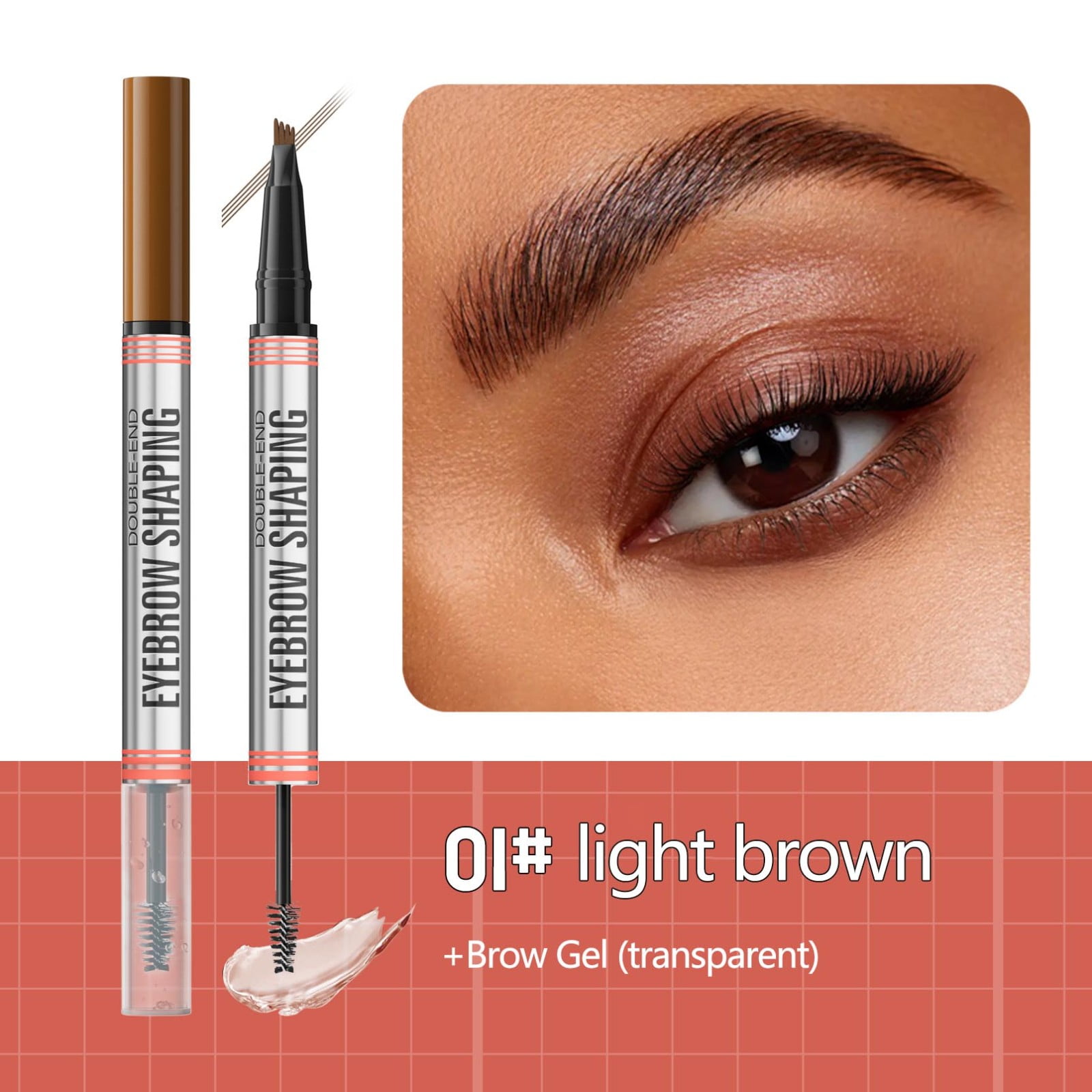 2-in-1 Eyebrow Pencil with Gel for Perfect Eyebrow Shaping and Long ...