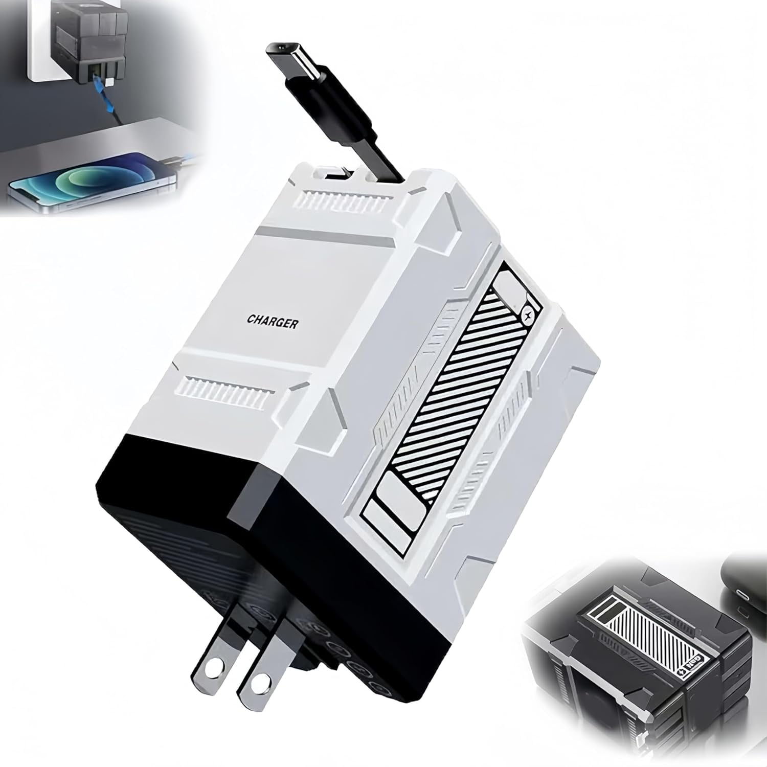 2-in-1 Fast Charging Adapter,2026 new retractable phone charger, All in ...