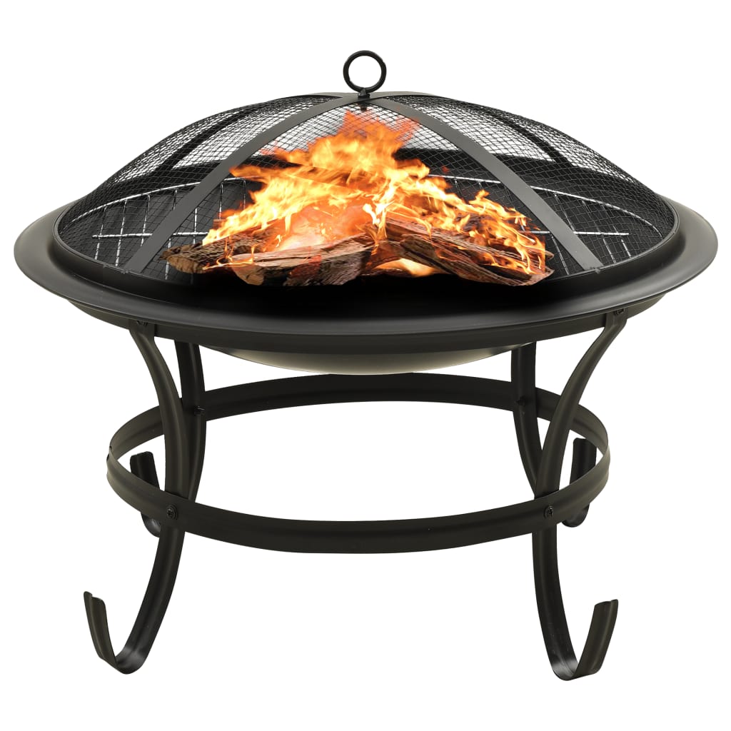 2-in-1 Fire Pit and BBQ with Poker 22"x22"x19.3" Steel - Walmart.com