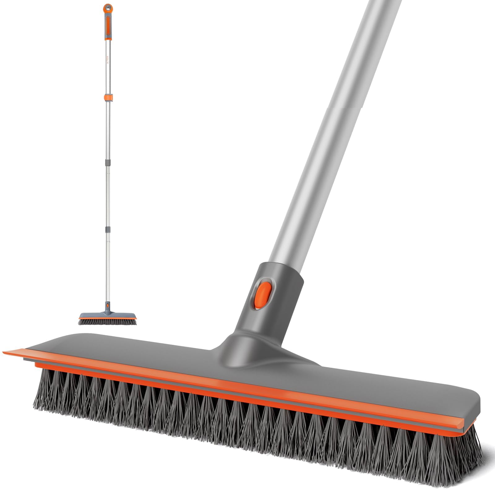 2-in-1 Floor Scrub Brush 60in Adjustable Handle Multi-Surface Cleaner ...