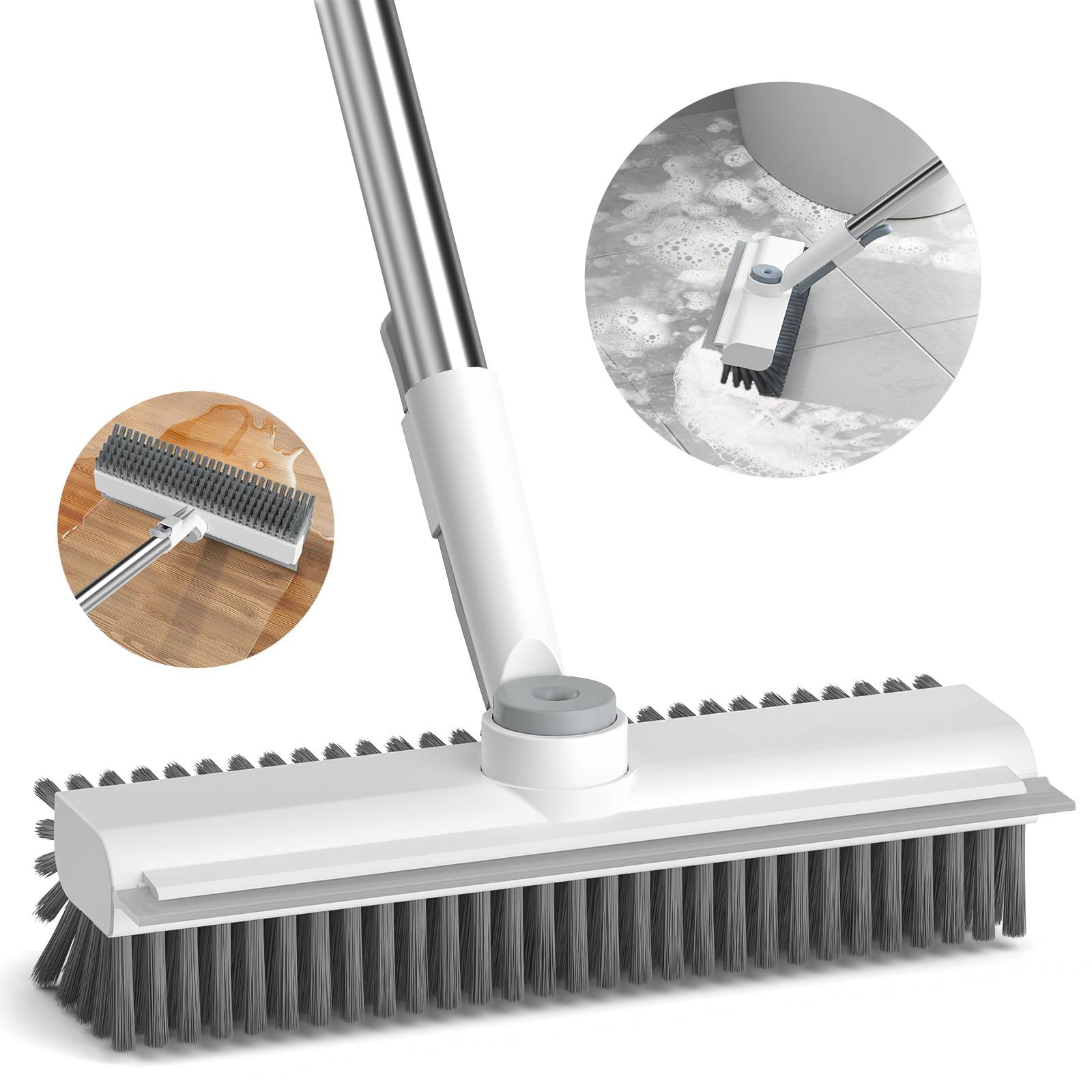 2 in 1 Heavy Duty Floor Scrub Brush with Long Handle for Kitchen ...
