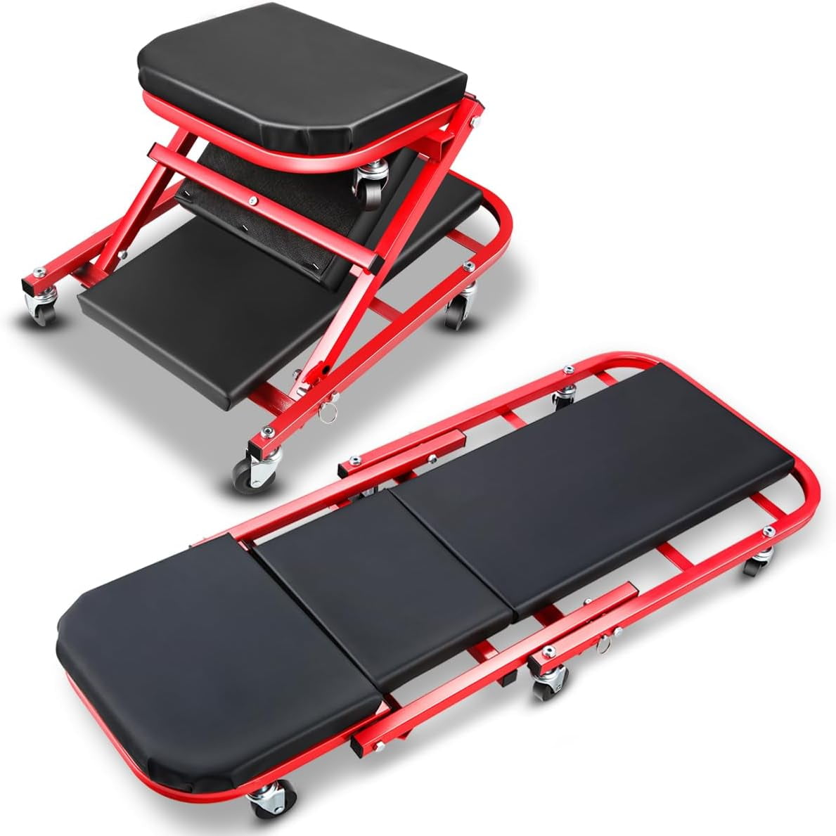 2-in-1 Foldable Rolling Z Creeper & Seat, 40" Low-Profile Roller ...