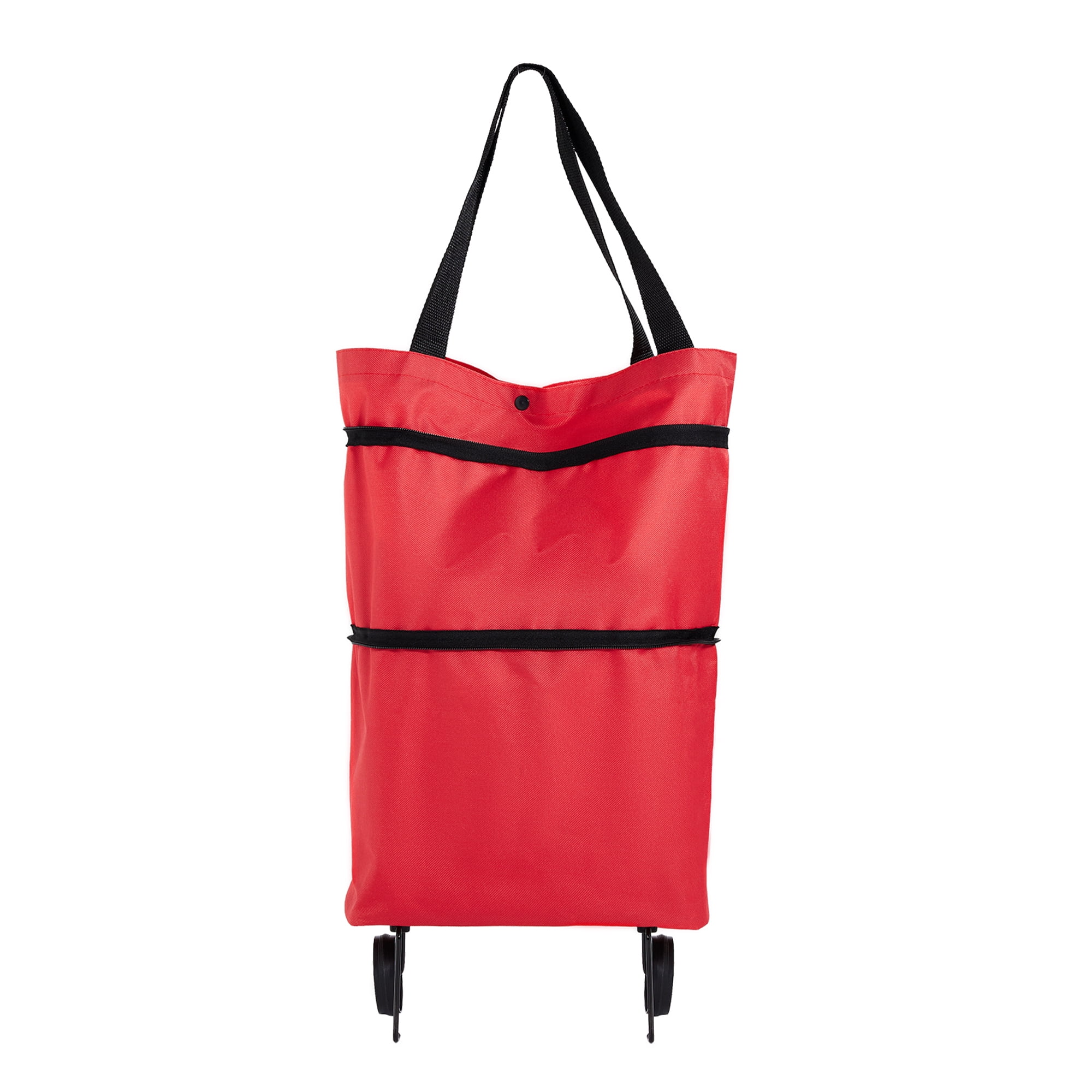 2 in 1 Foldable Shopping Cart, Large Two-Stage Zipper Trolley Bag ...
