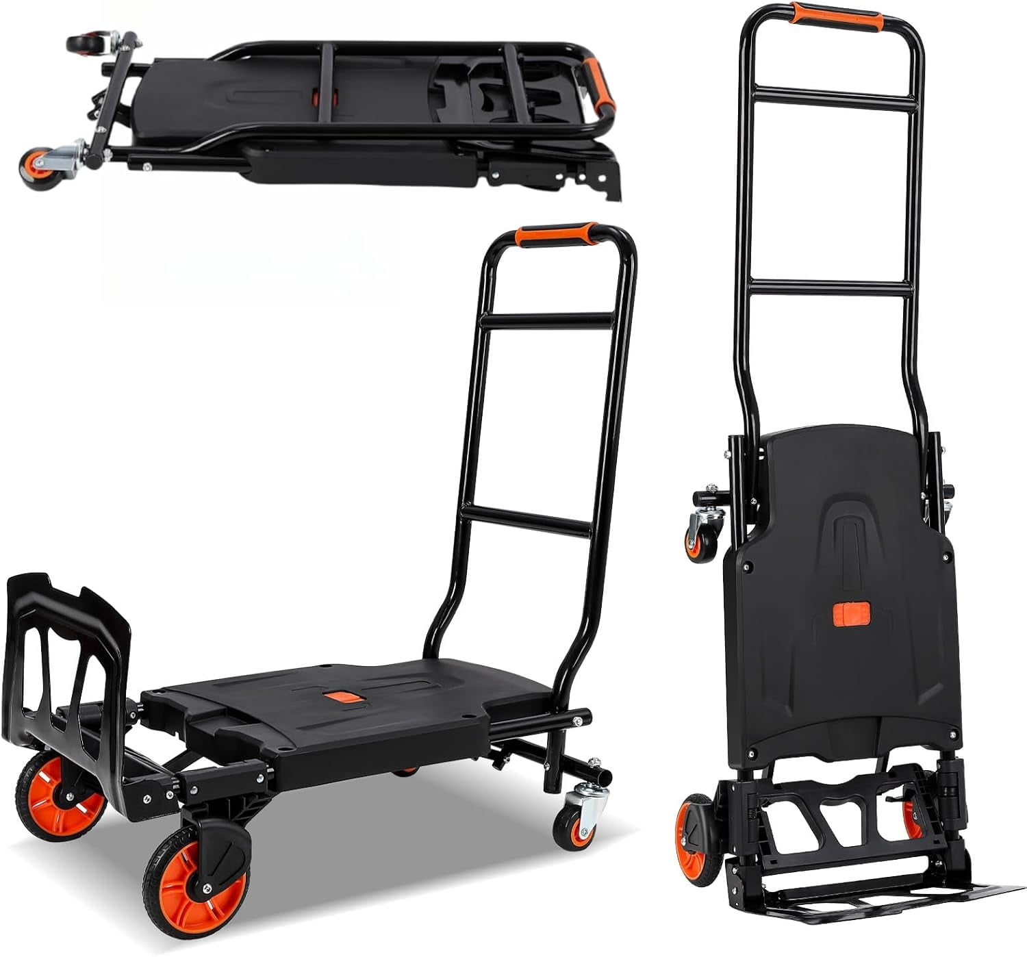2-in-1 Folding Hand Truck with 330 Lbs Capacity,Convertible Dolly Cart ...