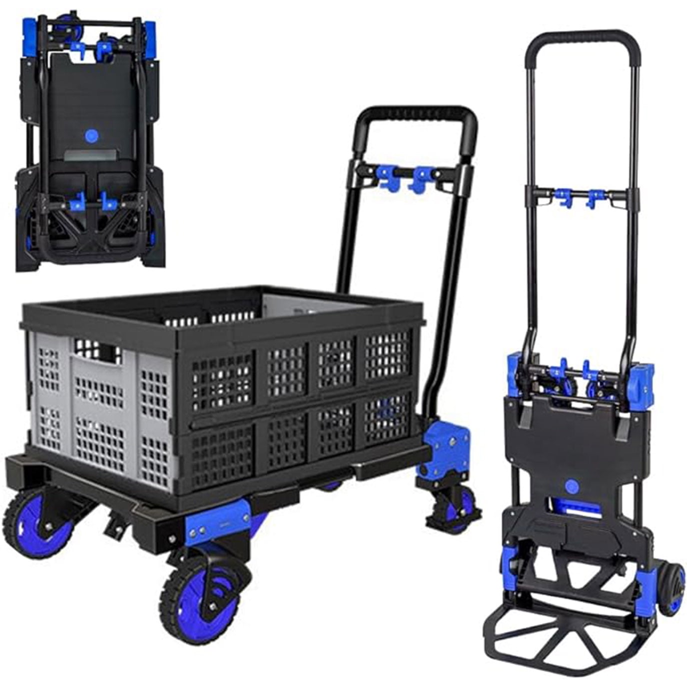2 in 1 Folding Hand Truck Dolly, 330lbs Heavy Duty Moving Trolley with ...