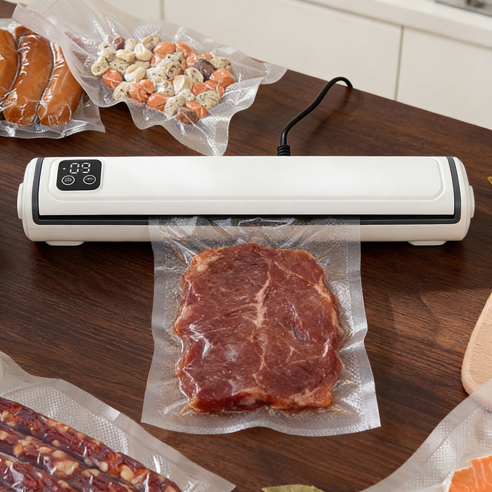2-in-1 Food Vacuum Sealer With Cutter, Compact One-Touch Automatic Food ...