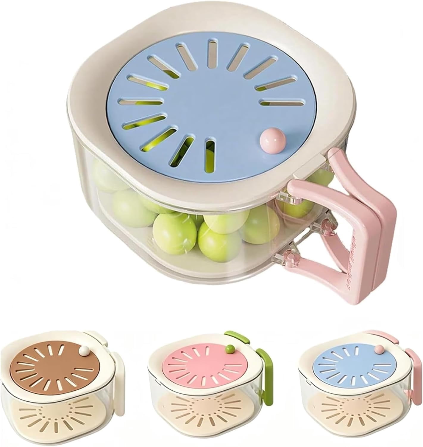 2-in-1 Fruit Strainer Container with Lid, Foldable Handle Drain Basket ...