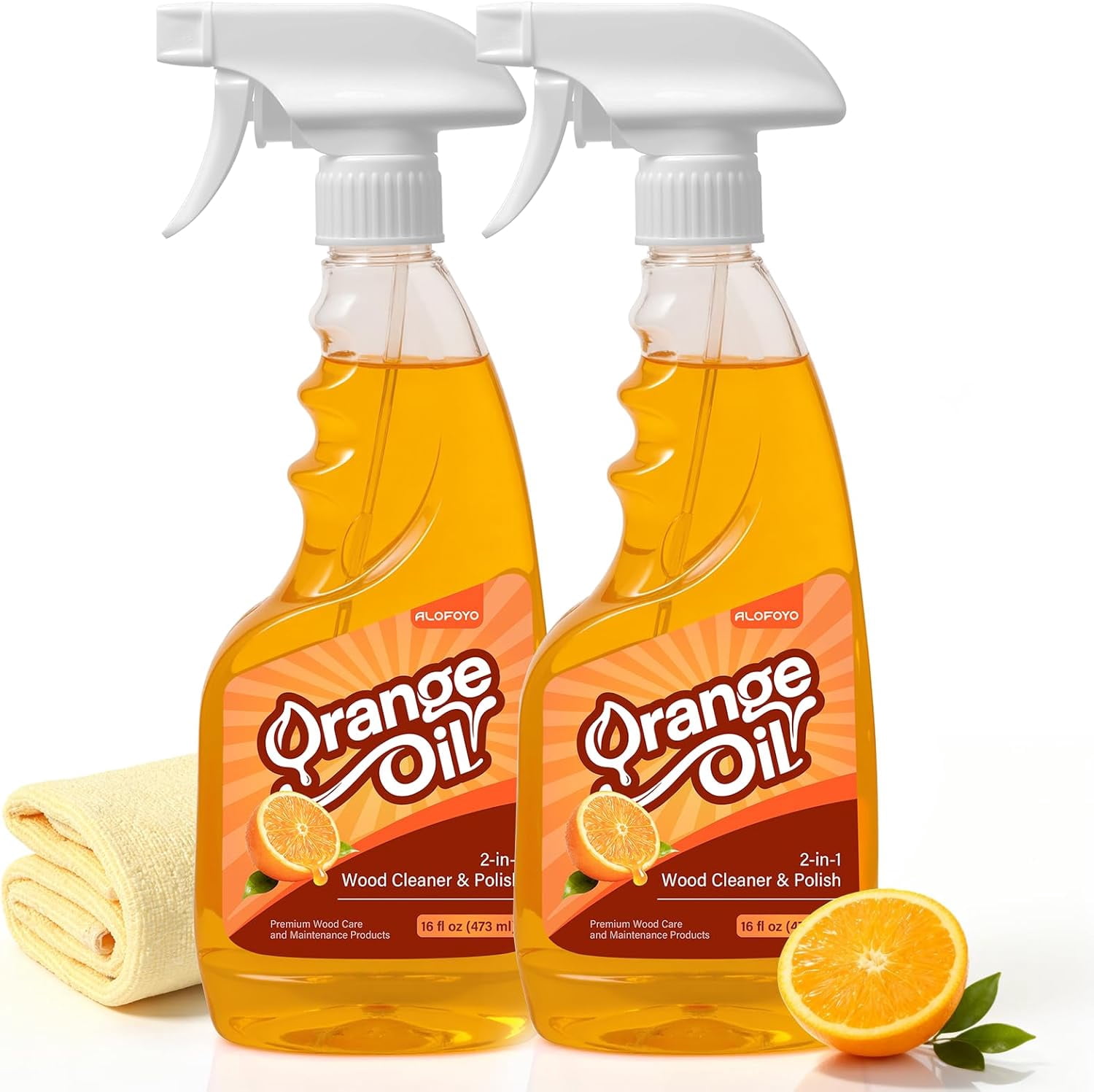 2-in-1 Furniture Polish Wood Cleaner - 2Pack Natural Orange Oil Spray ...