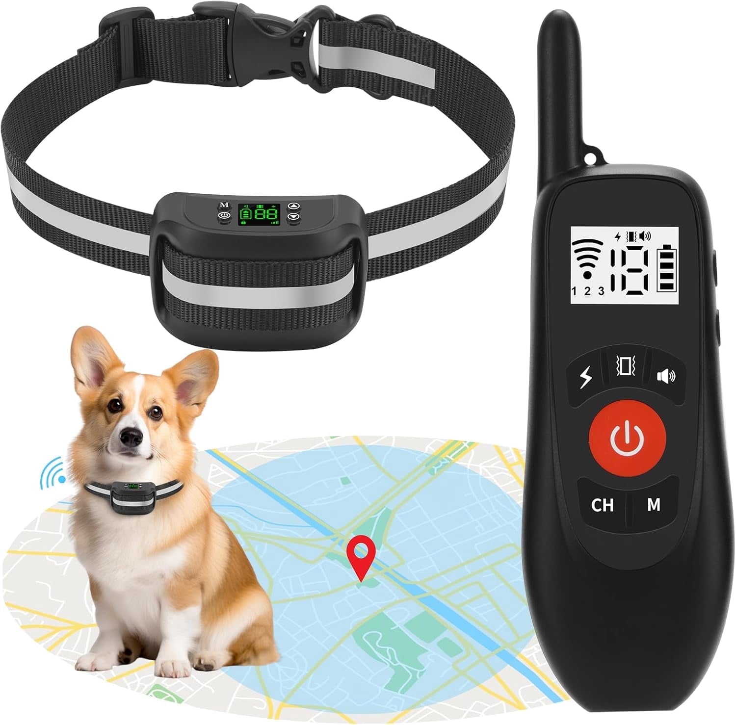 2-in-1 GPS Wireless Dog Fence & Remote Training Collar, Portable Pet ...