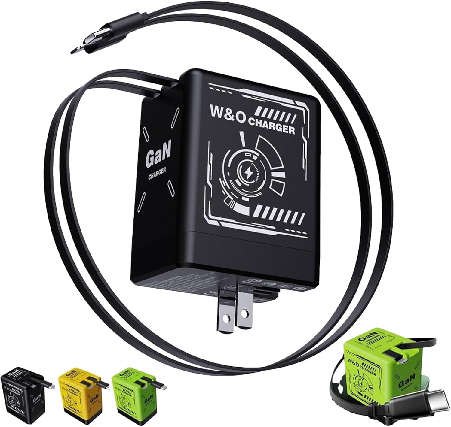 2-in-1 GaN 120W Fast Charger, Portable Dual Retractable Wall, All in ...