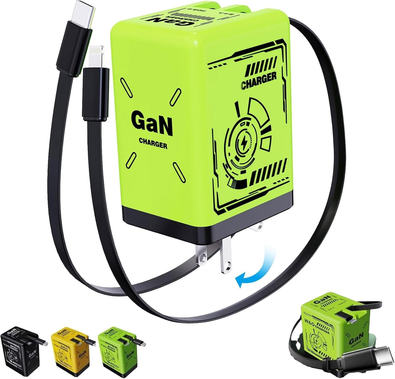 2-in-1 GaN 120w Fast Charger, Retractable Expandable Super Fast Charger ...