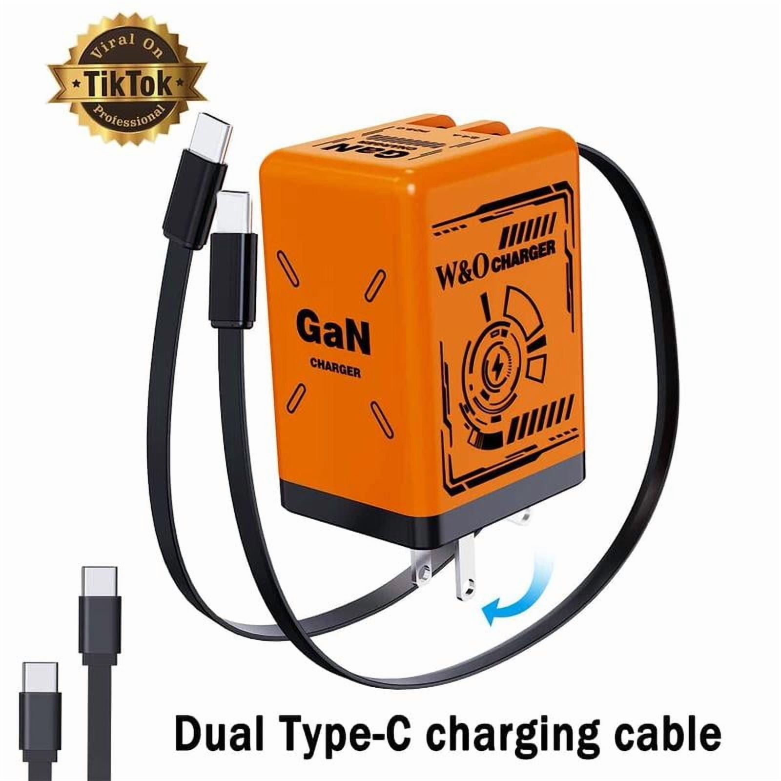 2-in-1 GaN Compatible with 120W Fast Charger with Retractable Type-C ...