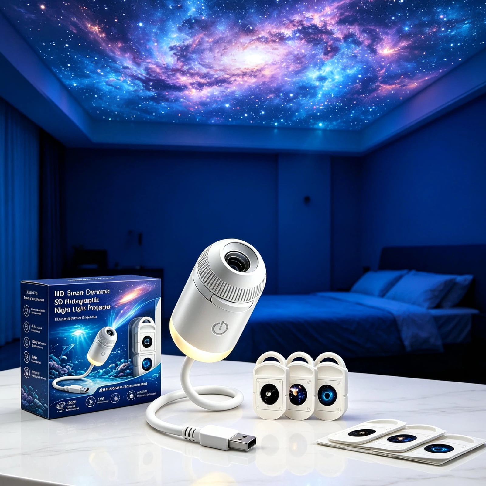 2‑in‑1 Galaxy & Ocean Projector Night Light, 2026 Upgraded Plug‑and ...
