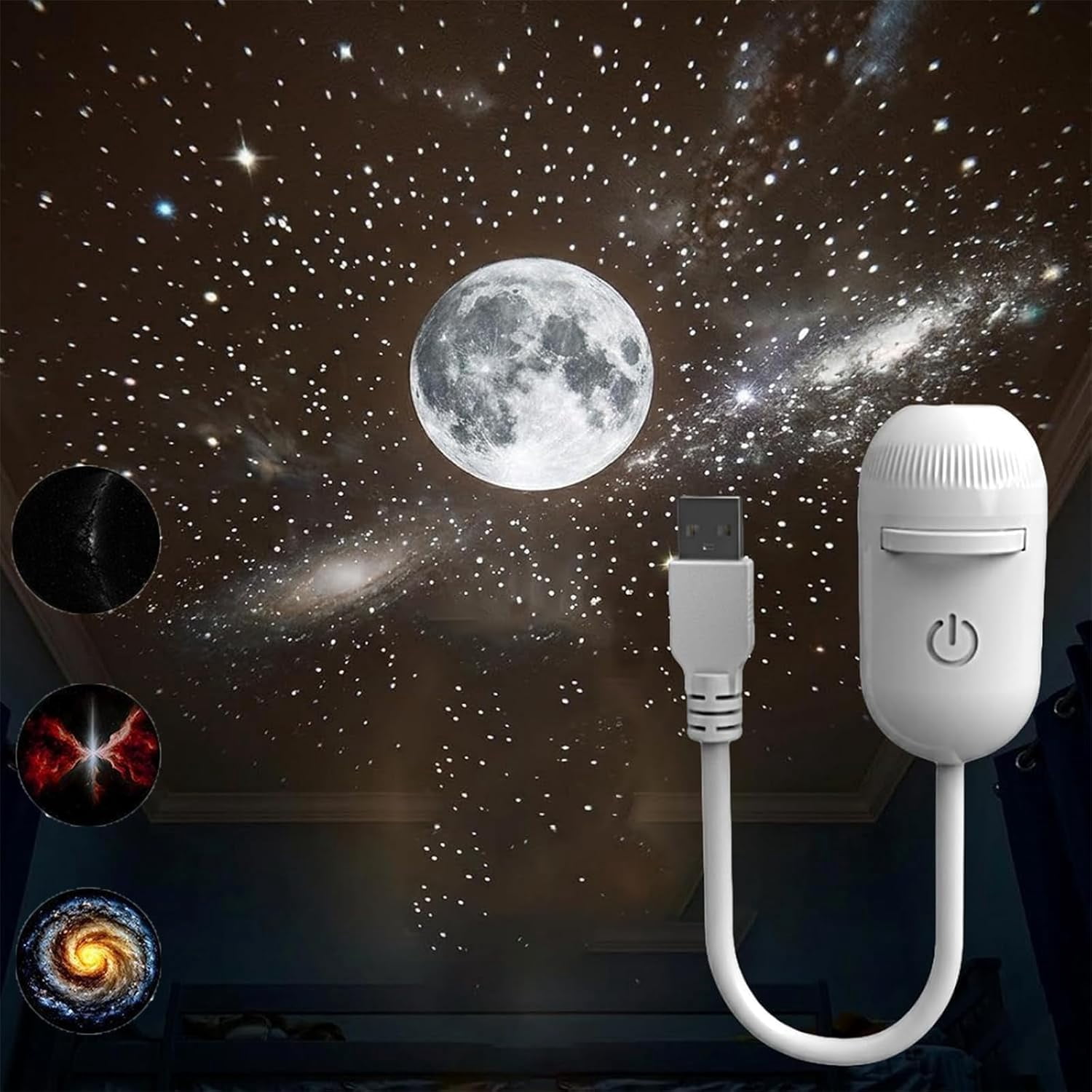 2-in-1 Galaxy Projector Night Light, 360° Adjustable LED Space Galaxy ...