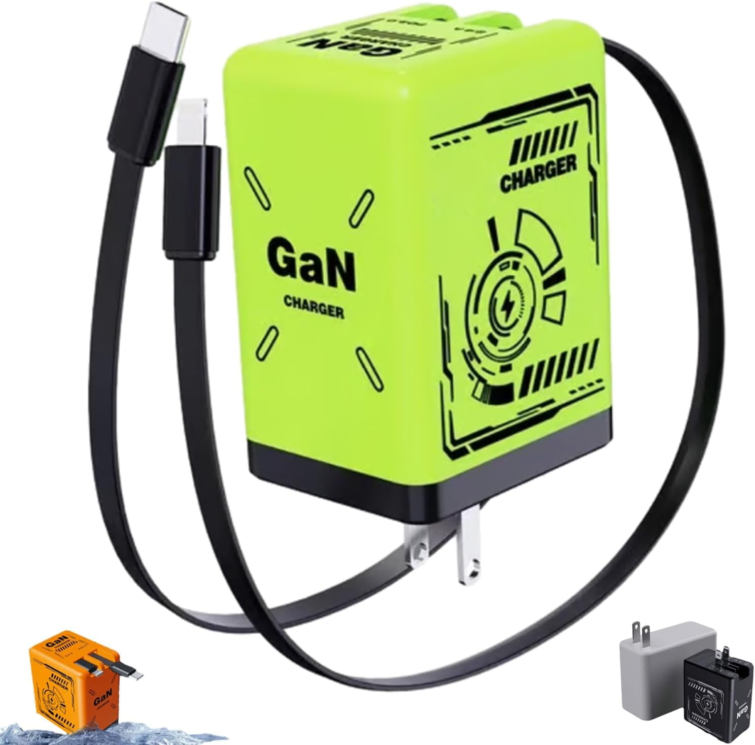 2-in-1 Gan 120w Fast Charger, Retractable Scalable Max Super Fast ...