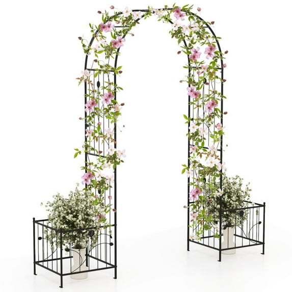 2 in 1 Garden Arbor with 2 Side Planters and 8 Ground Stakes - Walmart.com