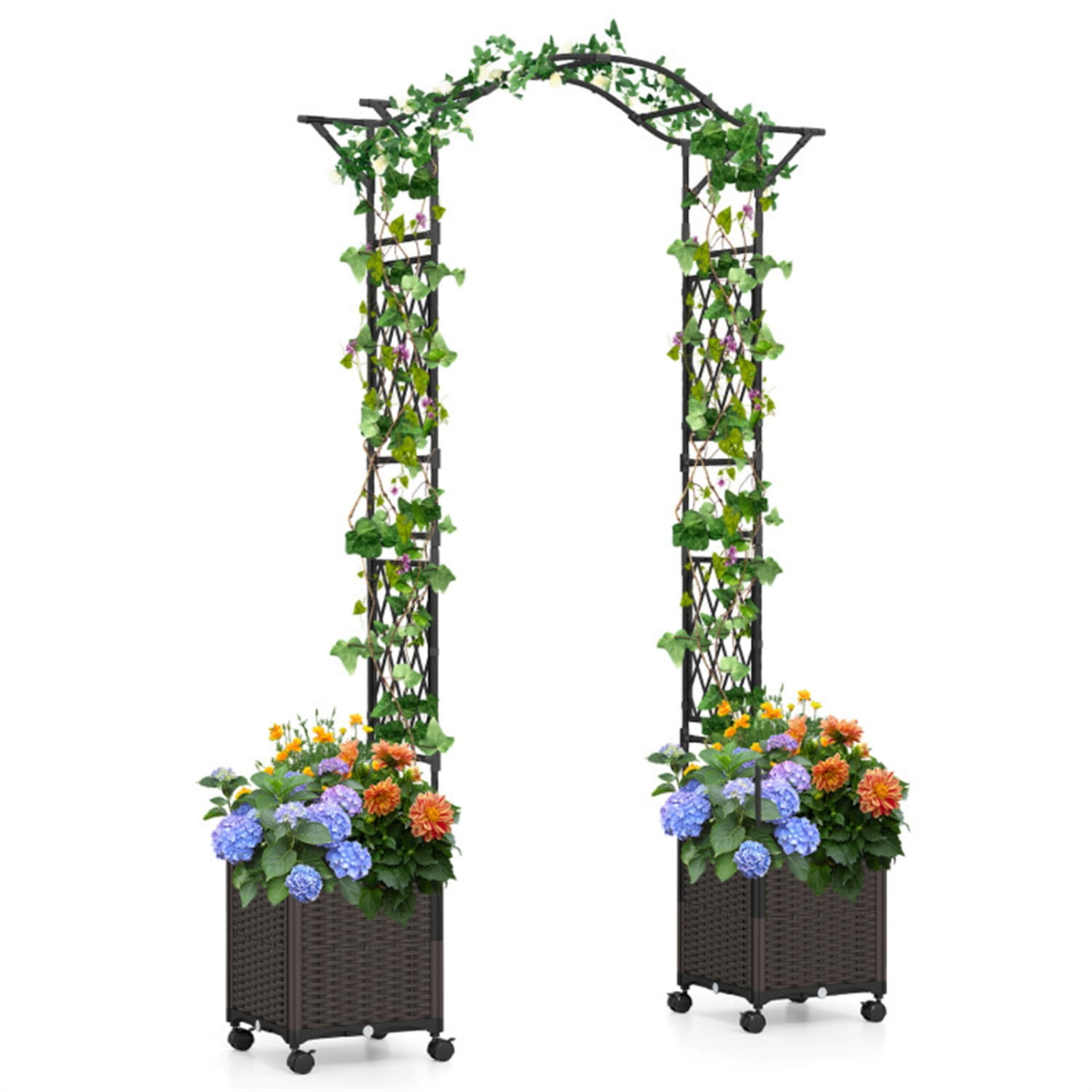 2-in-1 Garden Arch with Planter Boxes - Self-Watering System, 8 ...