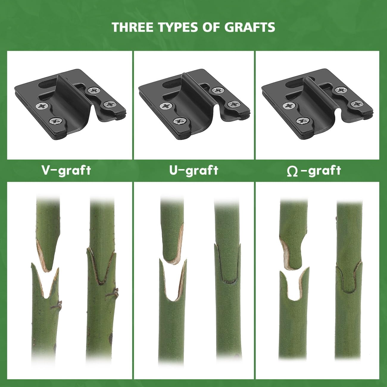 2-in-1 Garden Grafting Tool Kit with U/V/Ω Blades, Pruning Scissors for ...