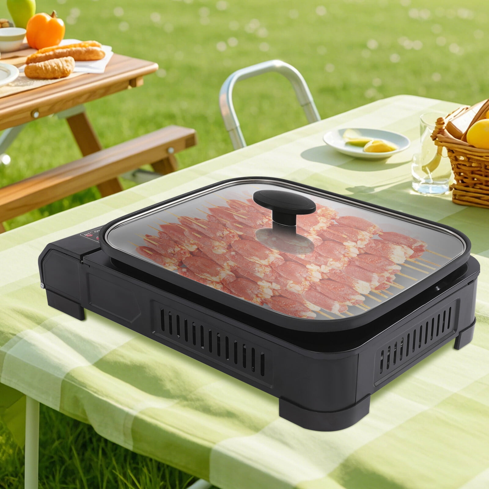 2 in 1 Gas Stove with Grill Pan and Lid Portable Butane Gas Camping ...