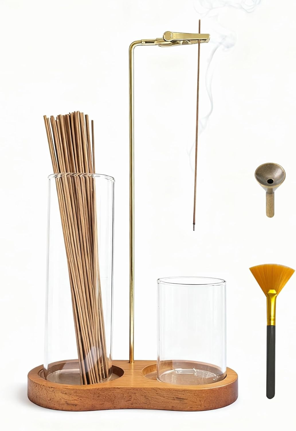 2 in 1 Glass Incense Holder & Burner with Ash Catcher – Decorative ...
