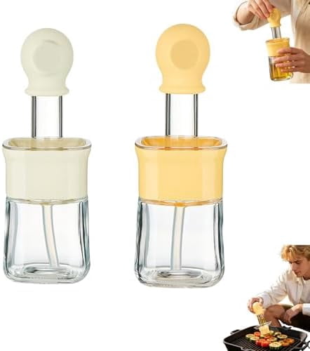 2-in-1 Glass Oil Dispenser Bottle with Basting Brush, 2-Pack, for ...