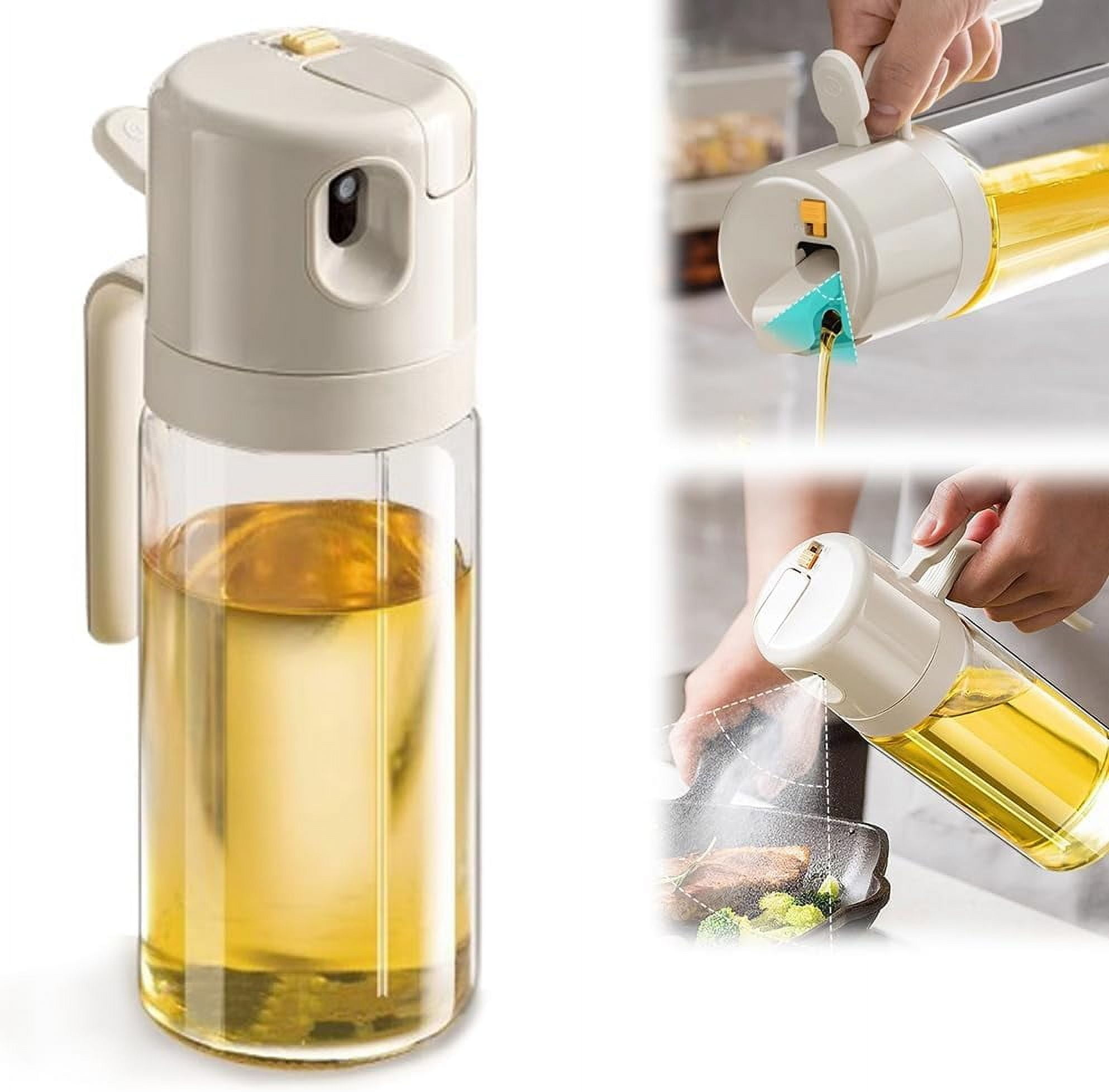2-in-1 Glass Oil Sprayer and Dispenser, 550ML/18.6OZ Oil Spray Bottle ...