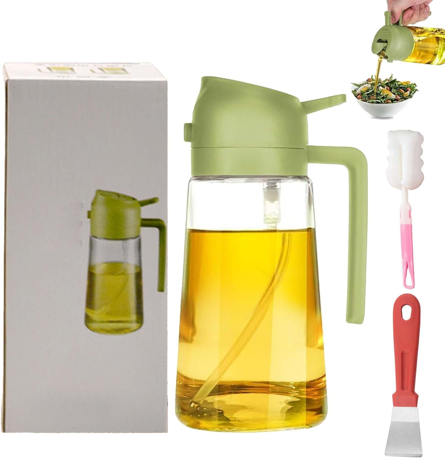 2-in-1 Glass Oil Sprayer and Dispenser, Oil Dispenser and Sprayer for ...