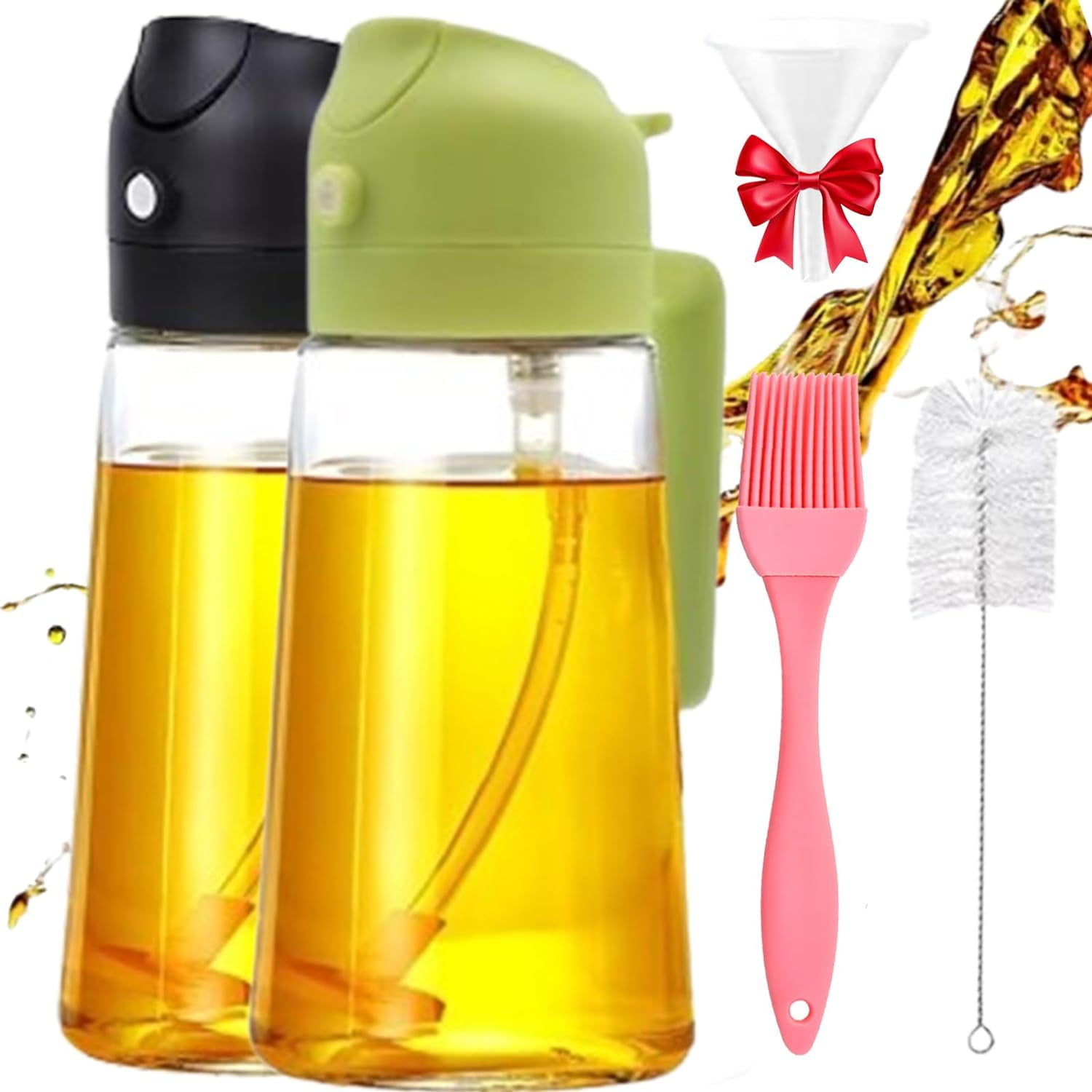 2-in-1 Glass Oil Sprayer and Dispenser,Refillable Oil Sprayer for ...