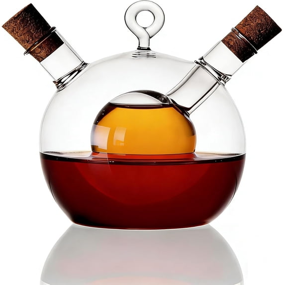 2 in 1 Glass Oil and Vinegar Dispenser - Borosilicate with Round Ball ...