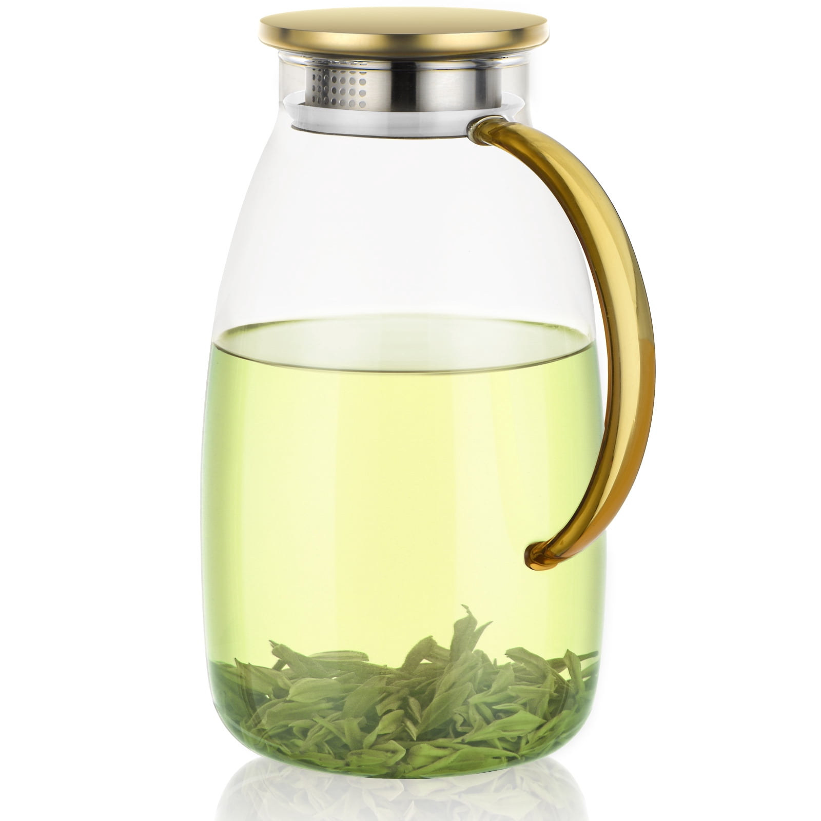 2-in-1 Glass Teapot 77oz, Heatproof Borosilicate Glass One-Touch Tea ...