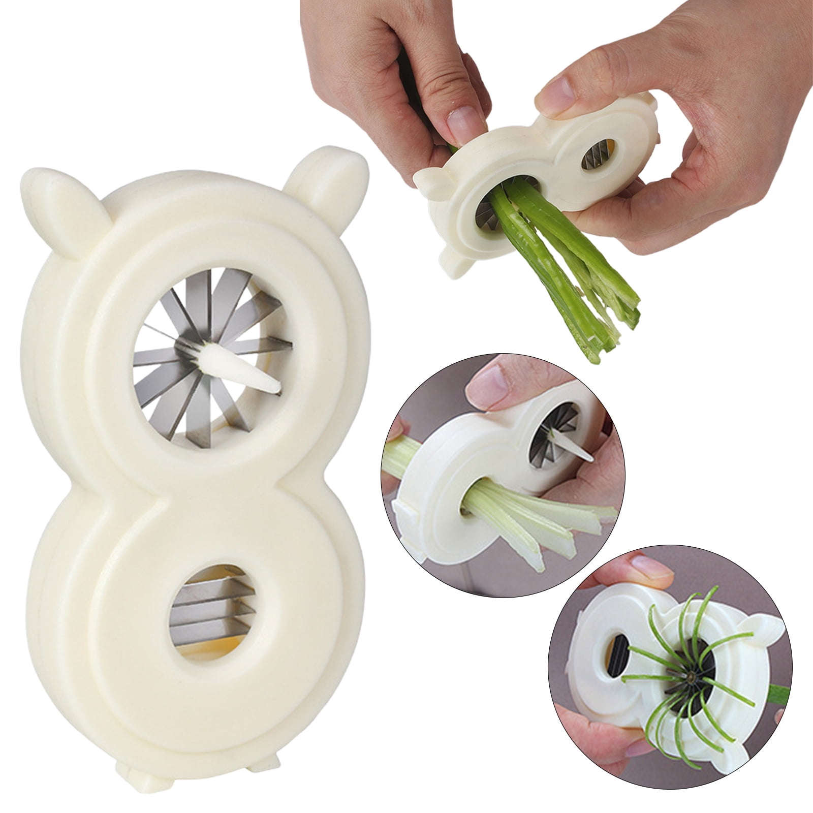 2-in-1 Green Onion Shredder & Slicer - Create 12 Perfect Strips in Seconds Easy Clean Multi ...
