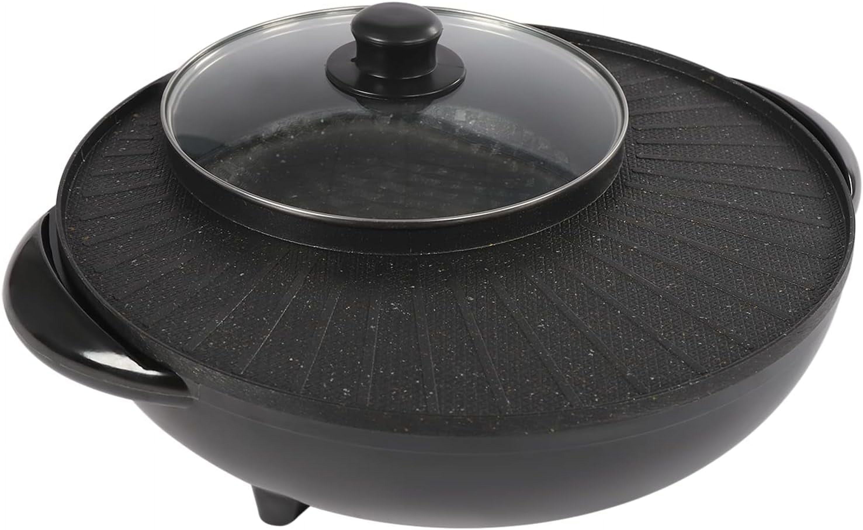 2 in 1 Grill Pan and Hot Pot, Portable Smokeless Barbecue Pan ...