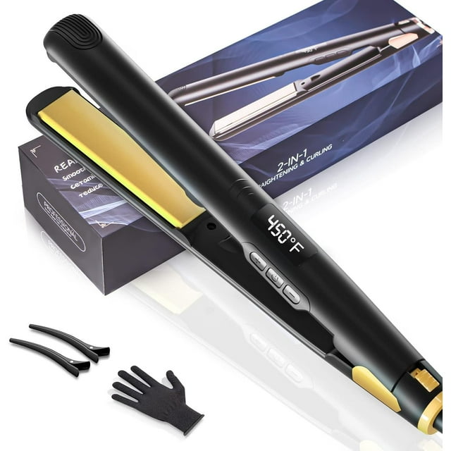 2-in-1 Hair Straightener Flat Iron, Portable Straightener and Curler for All Hairstyles, 30s ...