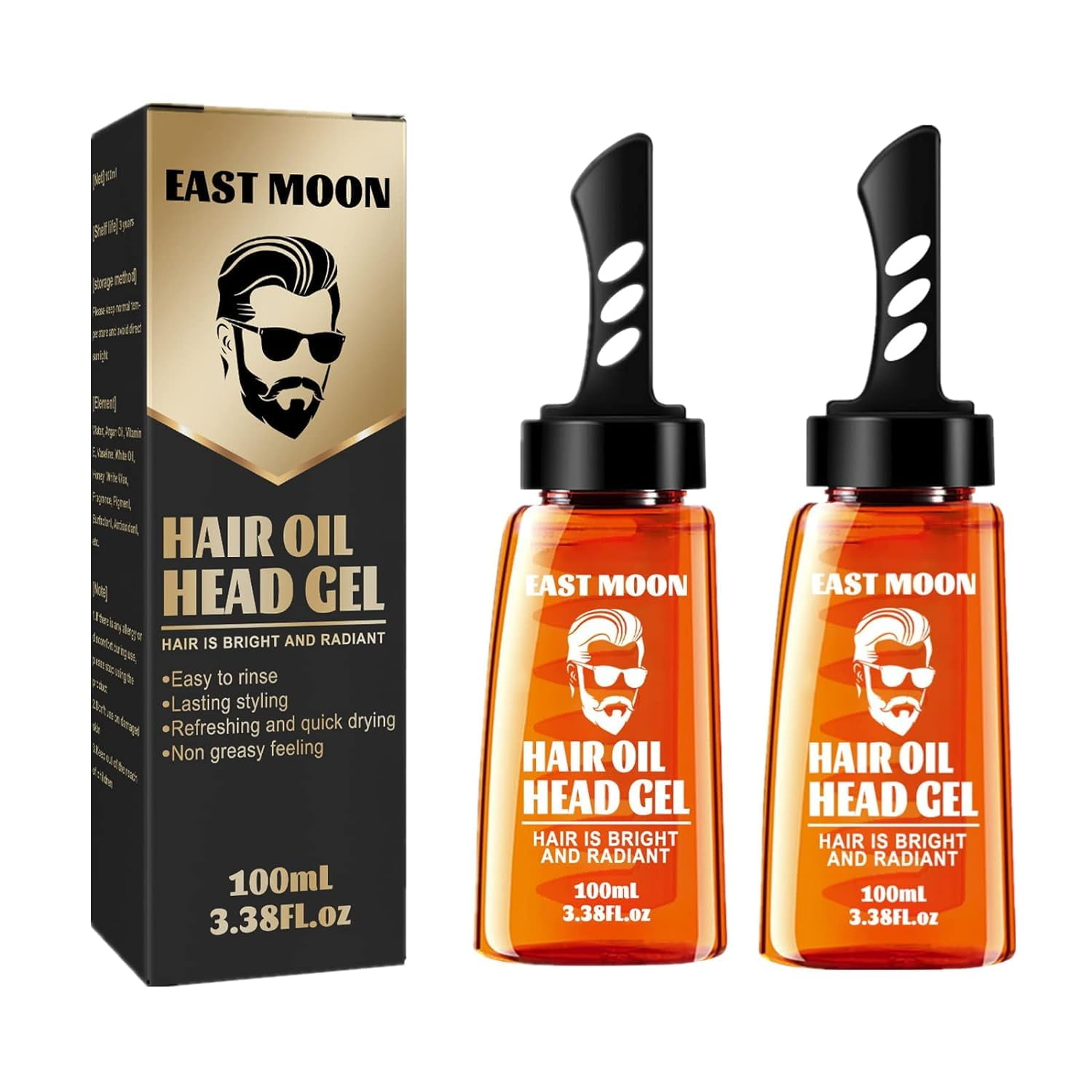 2-in-1 Hair Styling Gel with Comb, Fluffy Men Fast Build Hair Salon ...