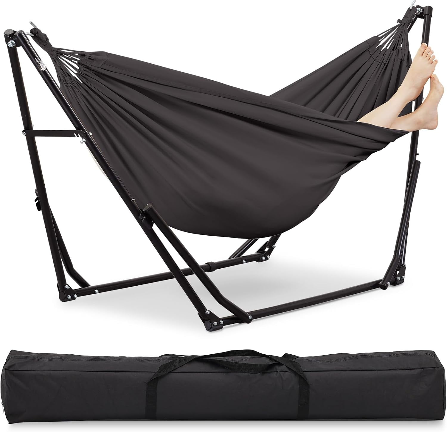2 in 1 Hammock with Stand, Gray Heavy Duty Portable Hammock Swing Chair ...