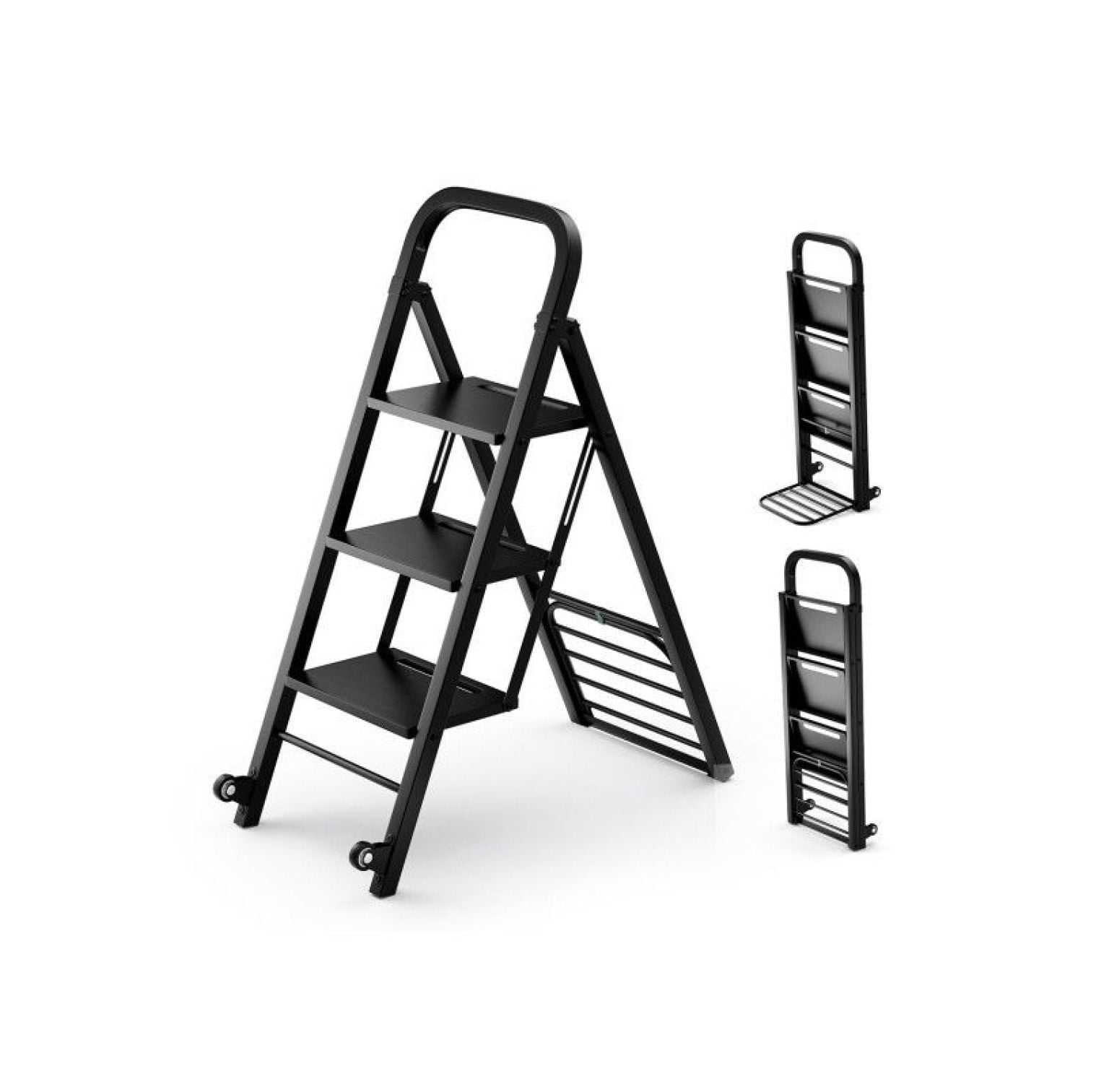 2 in 1 Hand Truck and Ladder Combo with Rubber Wheels, Handle for ...