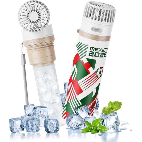 2-in-1 Handheld Fan & Ice Therapy Cup, 7000 RPM Cooling Fan with Long ...