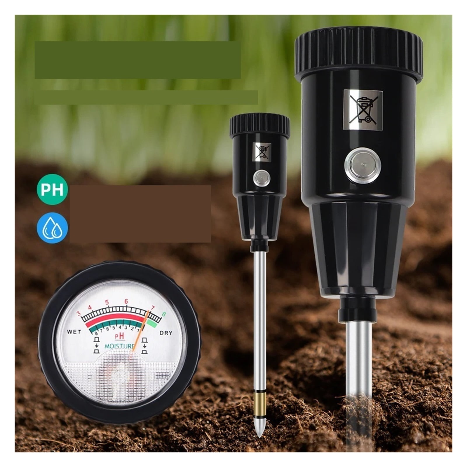 2 in 1 Handheld Soil Ph Meter Moisture Tester Metal Probe Sensor Soil ...